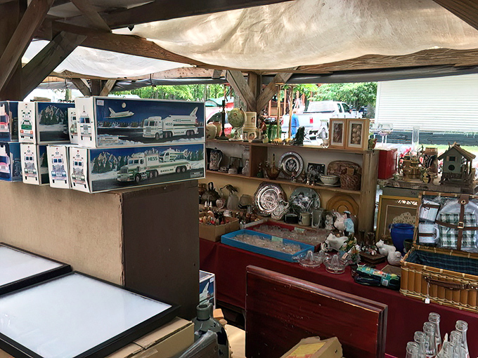 Inside the tents, organized chaos creates unexpected discovery zones. Like walking through someone's extremely well-curated attic&mdash;if their attic spanned a century.