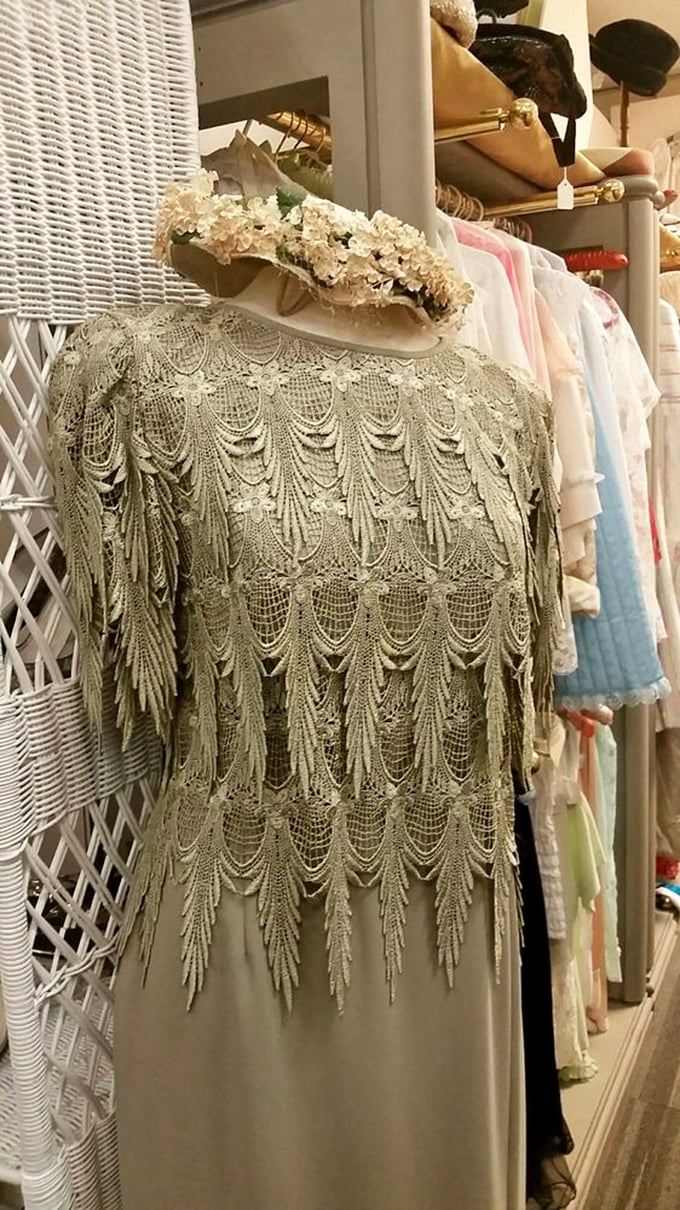 Vintage fashion that whispers tales of glamorous evenings past. This intricate beaded dress might have danced through the Roaring Twenties.