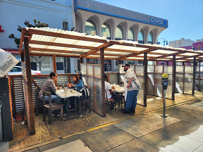Outdoor dining wasn't invented during the pandemic&mdash;but these simple parklet tables prove great seafood tastes just as good under the San Francisco sky.