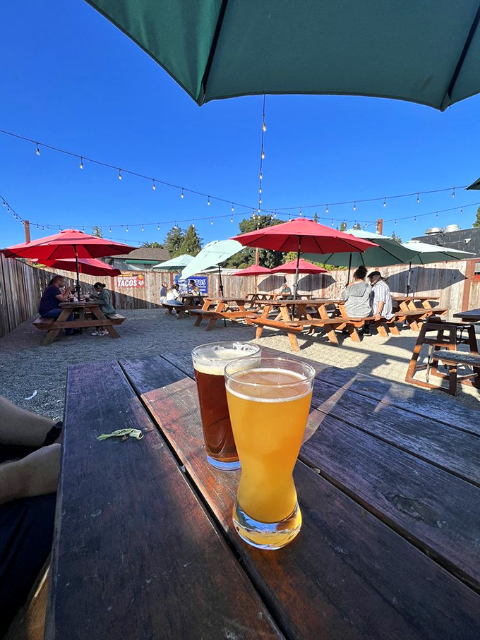 Cold beer and sunshine&mdash;the perfect companions to barbecue. This patio is where afternoon plans go to die, in the best possible way.