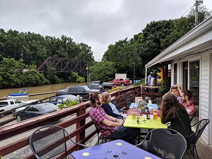 Riverside dining that reminds you why people wrote songs about Ohio's natural beauty. The deck offers views that no indoor restaurant could match.