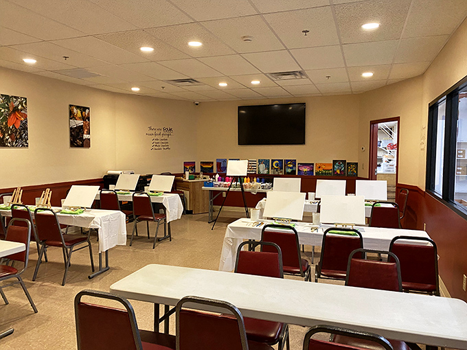 The workshop area stands ready for chocolate education&mdash;where amateurs become artists under sweet, patient guidance.
