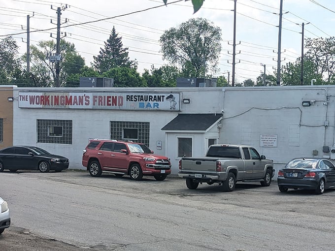 The parking lot&mdash;where anticipation begins and food comas end. Those vehicles represent people from all walks of life, united by the pursuit of perfect burgers.
