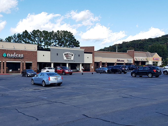 Even the parking lot hints at what's inside &ndash; a popular destination where Alabamians happily leave their vehicles while they dive into seafood treasures.