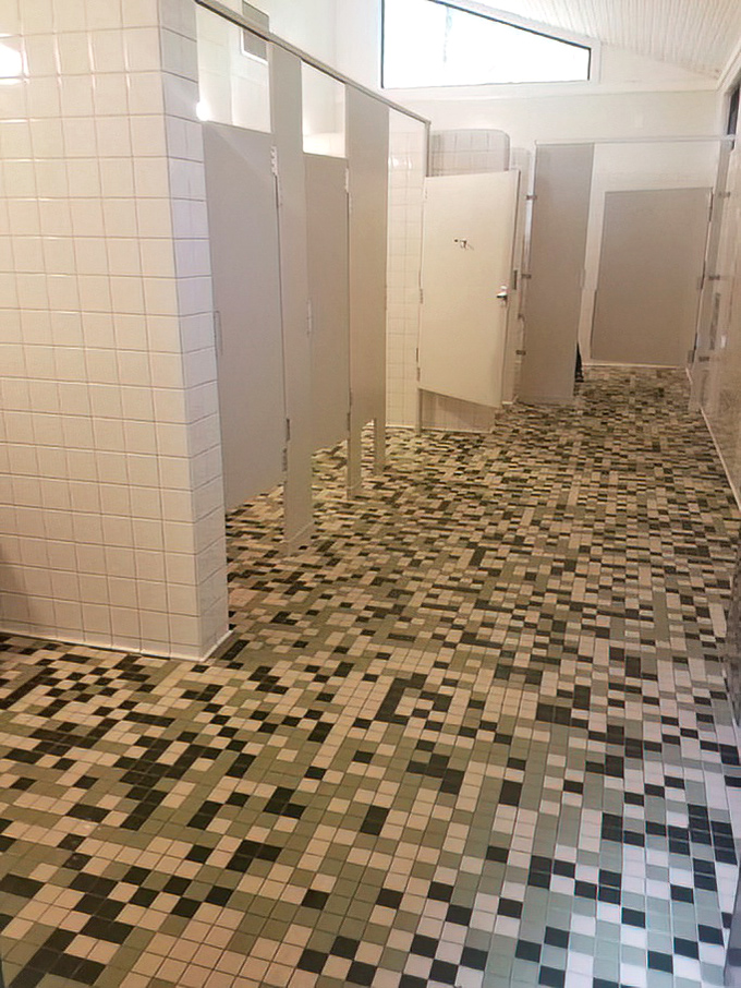 Even the restrooms maintain that classic park service charm. Practical, clean, and mercifully lacking the "rustic authenticity" of outhouses past.