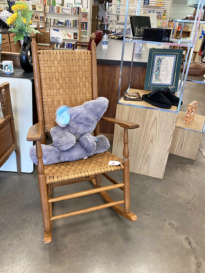 This rocking chair has witnessed bedtime stories across generations and stands ready for yours&mdash;teddy bear companion included.