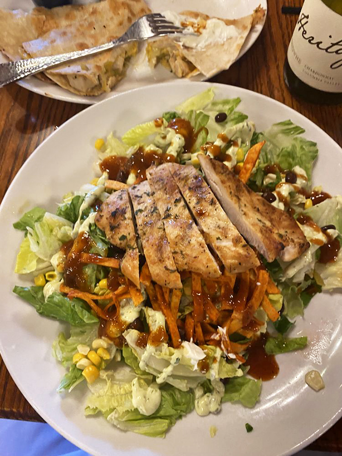 Fresh greens playing the supporting role to perfectly grilled chicken. Even the salads at Hamley's understand the importance of protein. 