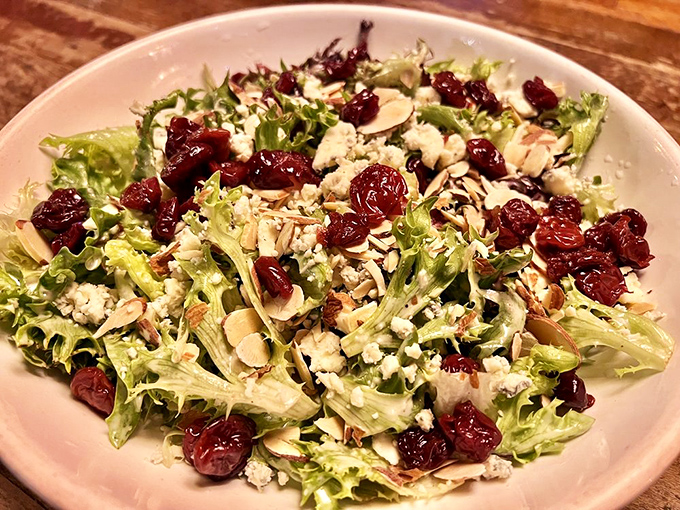 Even the salads show Wisconsin pride, with local greens playing host to dried cranberries and what appears to be the state's finest cheese crumbles.