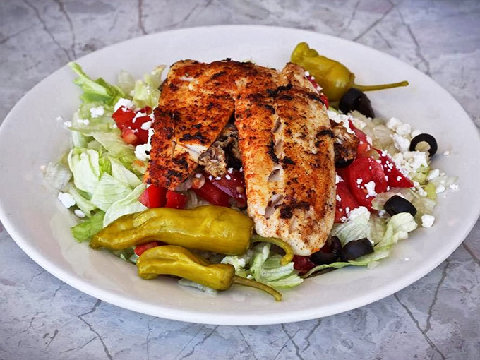Not your average rabbit food. This salad, adorned with grilled chicken and pepperoncini, proves Salem's can do light and fresh with the same expertise as their heartier fare.
