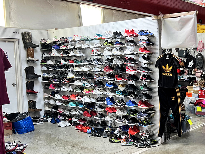 Sneaker heaven for the footwear obsessed. This wall of athletic shoes offers more options than most department stores, minus the pushy salespeople.
