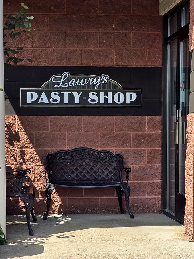 The sign says "Pasty Shop" but might as well read "Happiness Headquarters" for those who know the joy waiting inside.
