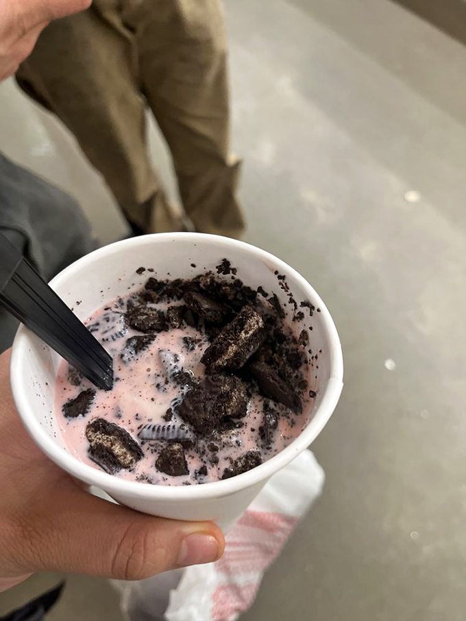 This strawberry shake with cookie crumbles isn't just dessert&mdash;it's an emergency response system for those who've ventured too far up the spice scale.