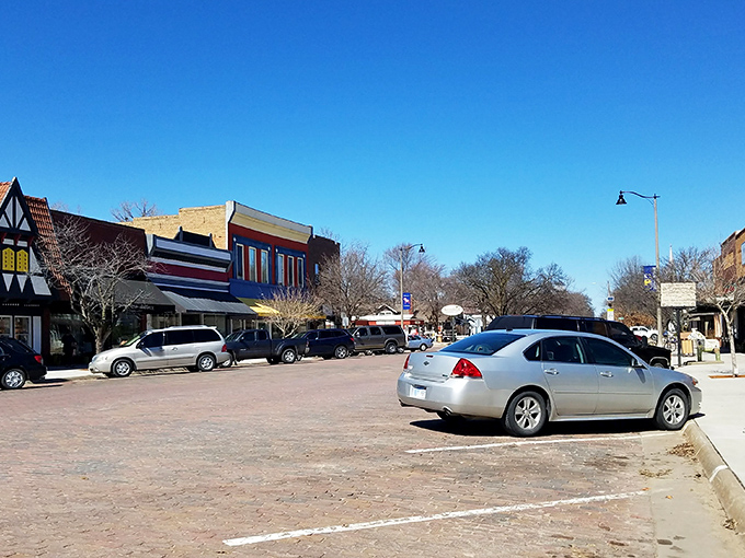 Lindsborg's streets don't just connect buildings&mdash;they connect centuries, with every parked car looking slightly surprised to find itself in this Swedish time capsule.