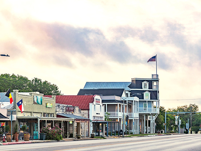 Fredericksburg's historic Main Street showcases the town's architectural diversity, with buildings that have witnessed generations of Hill Country history.