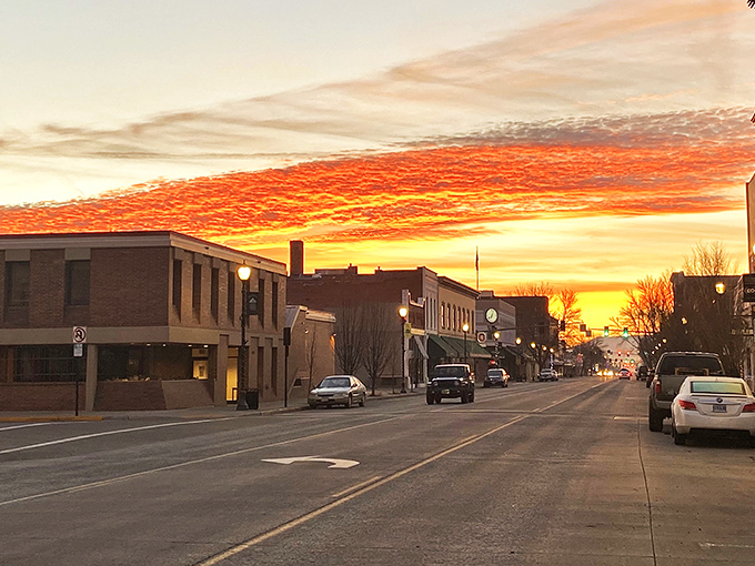 Sunsets paint La Grande's main street with golden hues, transforming an affordable small town into a masterpiece worthy of any gallery.