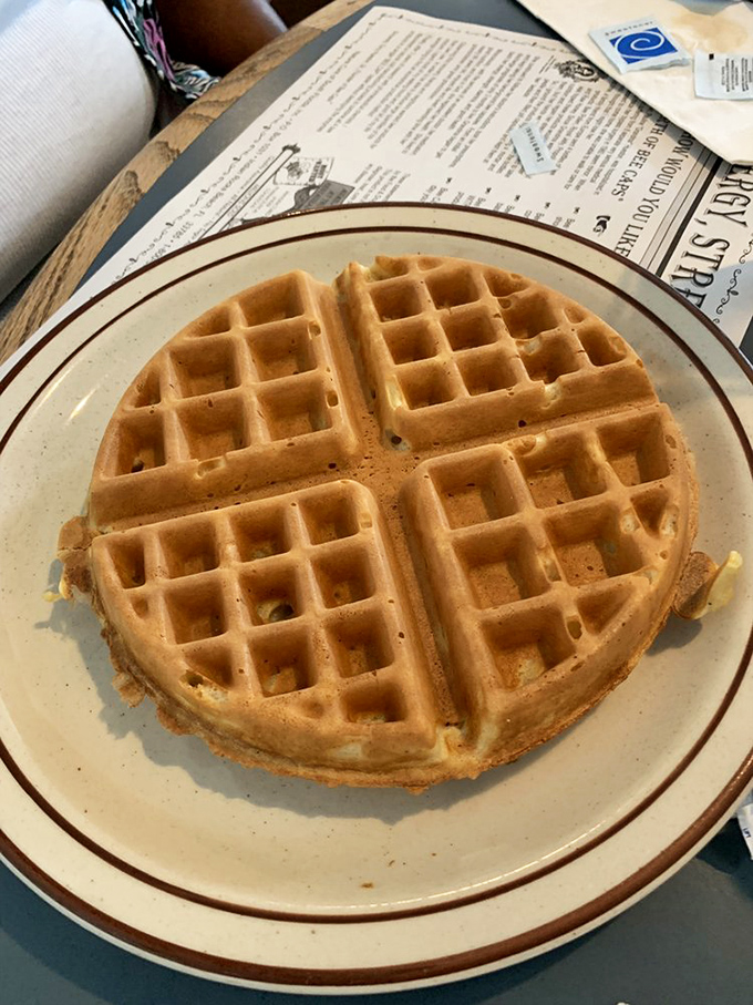 The perfect waffle doesn't exi— Oh wait, here it is! Golden, crisp exterior with deep pockets standing ready for syrup deployment.