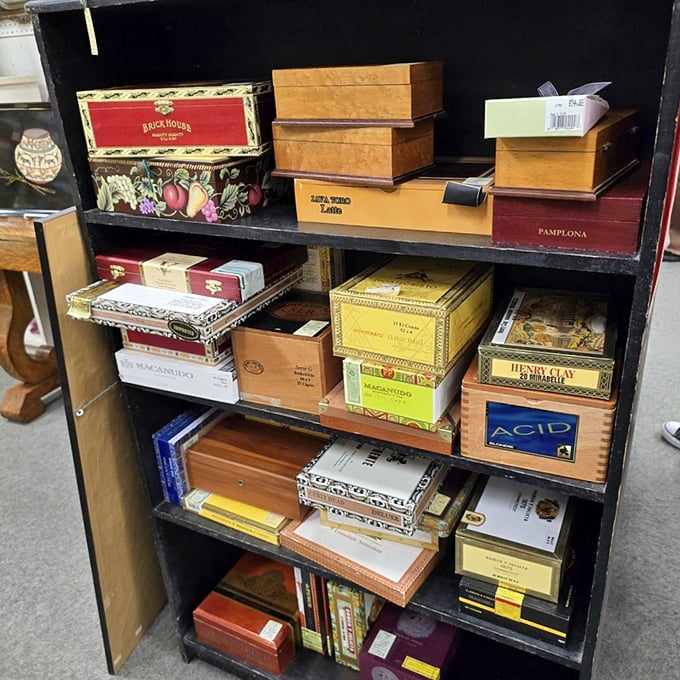 Cigar boxes transformed from tobacco containers to treasure chests. Each wooden box is a miniature time capsule of graphic design history.