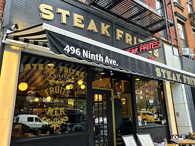 Steak Frites Bistro's black and white awning screams Parisian chic. A little slice of France on 9th Avenue.