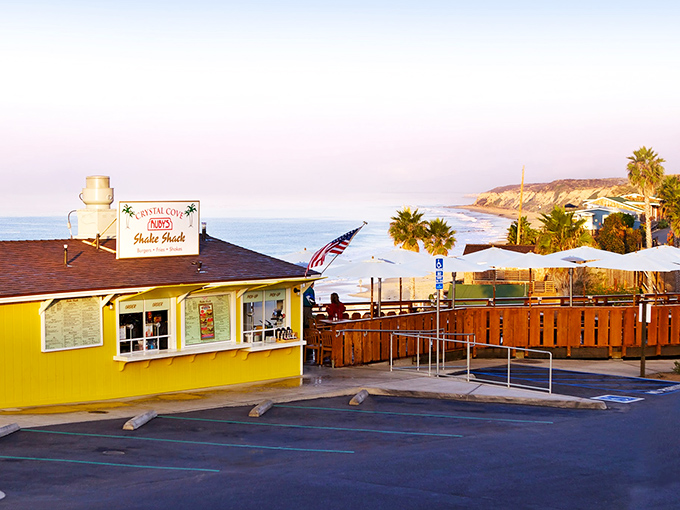 Yellow walls and ocean breezes create the ideal backdrop for sipping thick shakes while watching Pacific waves.
