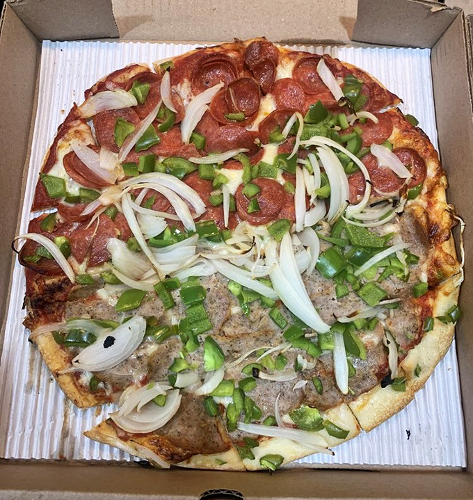 Half pepperoni, half sausage&mdash;the pizza equivalent of having your cake and eating it too. The perfect compromise for indecisive dining companions.