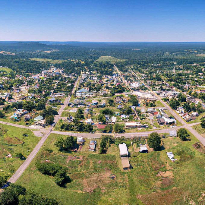 From above, Rector reveals itself as a perfect grid of streets and dreams, nestled in the verdant embrace of Arkansas farmland.