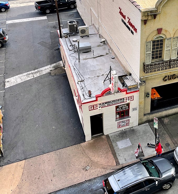 From above, Texas Tavern looks almost impossibly small&mdash;a David among restaurant Goliaths that's outlasted them all through sheer delicious determination.