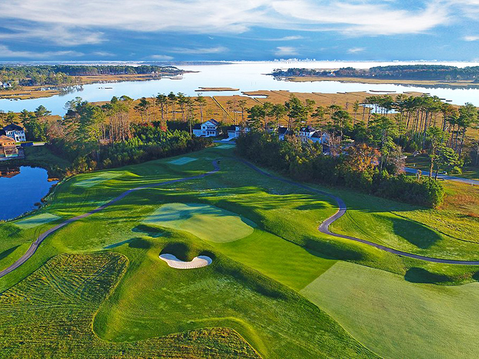 From above, the Eastern Shore reveals its true character&mdash;a harmonious blend of carefully tended greens, wild marshlands, and the ever-present water.