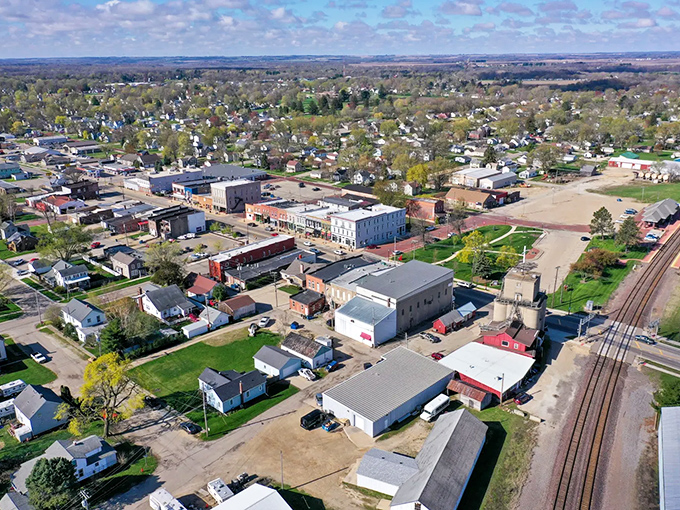 From above, Princeton reveals itself as a perfect small-town tapestry, where neighborhoods, downtown, and countryside blend into harmonious Midwest perfection.