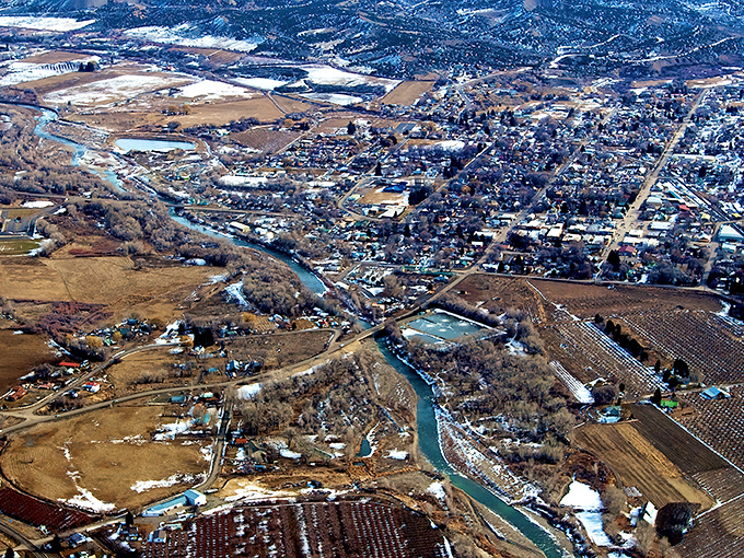 From above, Paonia reveals its true character &ndash; a town cradled by rivers, surrounded by fertile fields, and determined to grow things its own way.