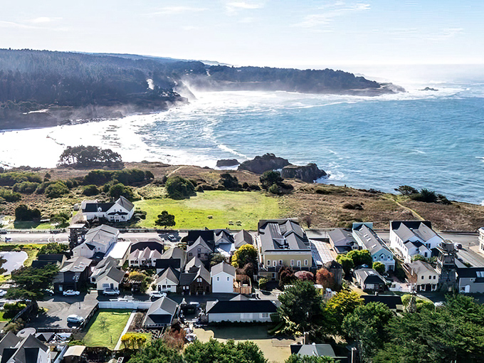 From above, Mendocino reveals its perfect placement&mdash;a village that looks like it grew organically from the coastline like a particularly charming succulent.
