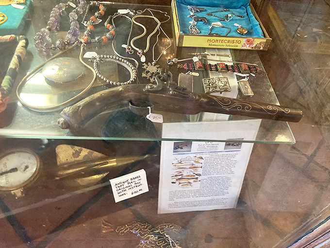 Behind glass lies history you can hold &ndash; antique pistols and jewelry await new owners who appreciate that some treasures come with stories attached.