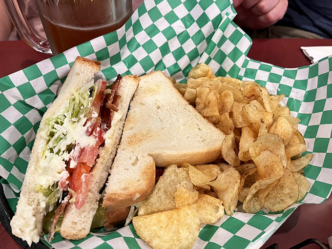 This isn't just a sandwich&mdash;it's architecture. Layers of BLT goodness alongside house-made kettle chips that crunch loud enough to turn heads.