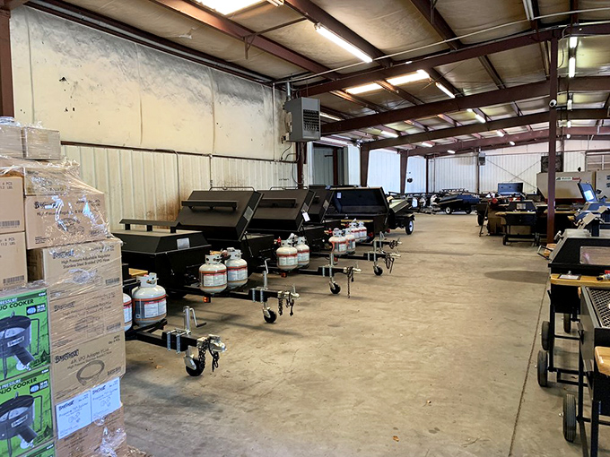 The secret weapons: a row of smokers where time, temperature, and technique create meat magic.
