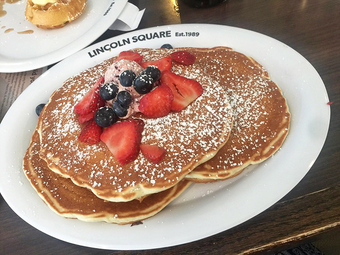 Berry-topped pancakes that look like they belong on a magazine cover. The fresh fruit isn't just healthy&mdash;it's nature's candy making breakfast feel like a justified indulgence.