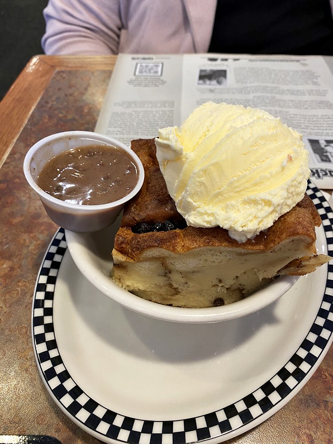 This bread pudding topped with vanilla ice cream and caramel sauce isn't just dessert&mdash;it's the grand finale to a meal that celebrates American comfort food.