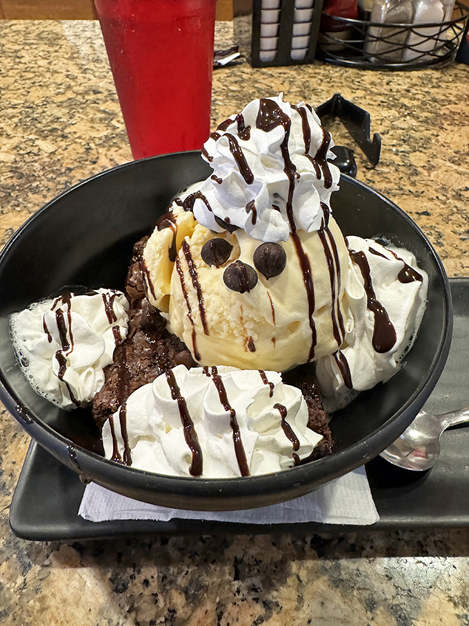 This brownie sundae isn't trying to be deconstructed or reimagined&mdash;it's just being its best, most excessive self, as dessert should be.