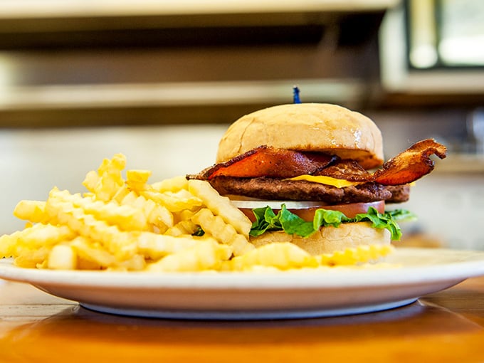 The burger that reminds you lunch deserves just as much respect as breakfast. Those crinkle-cut fries are no mere supporting actors.