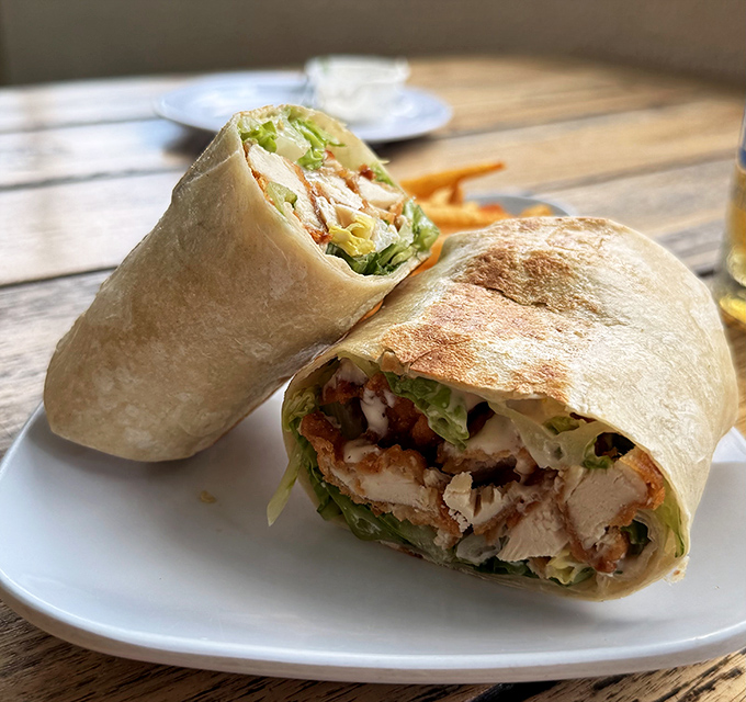 Who knew Germany and Mexico could create such delicious diplomacy? This wrap proves schnitzel plays well with others, especially when lettuce and sauce join the party.