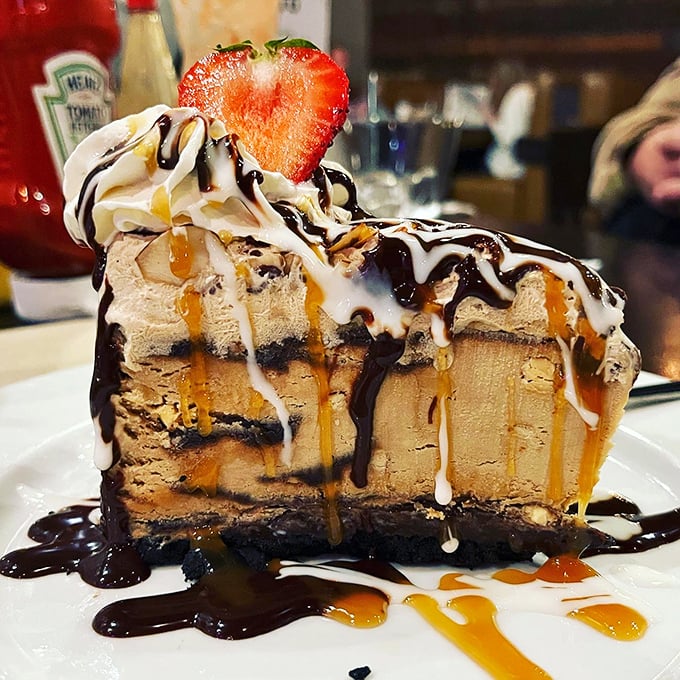 This isn't just dessert&mdash;it's architecture with caramel drizzle, where each forkful is a sweet demolition project worth savoring.