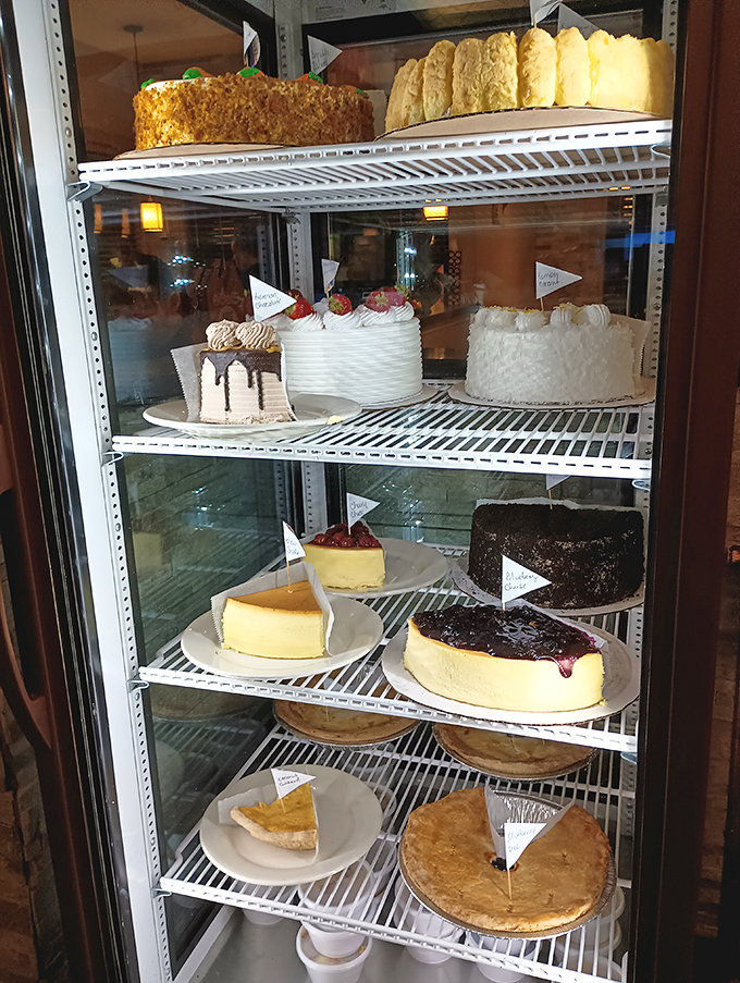 The dessert case&mdash;where willpower goes to die. Each shelf offers a different path to sweet satisfaction, with no wrong choices to be made.