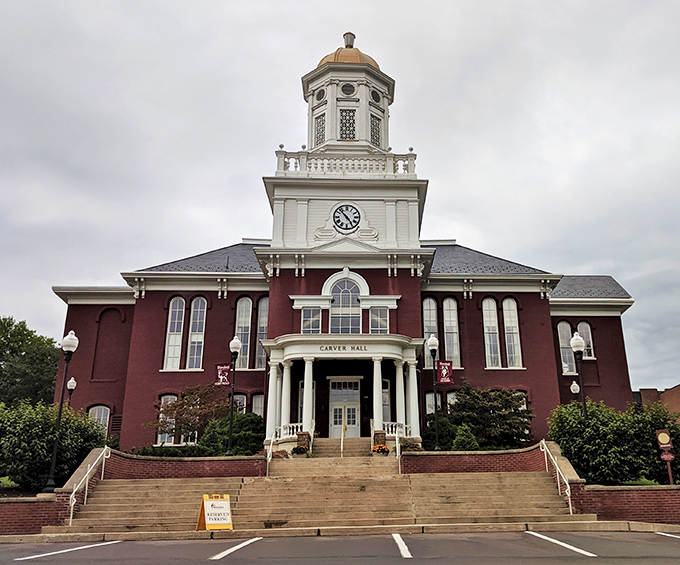 Carver Hall's majestic dome crowns Bloomsburg University campus like academic royalty. Learning looks good in brick and white trim. 
