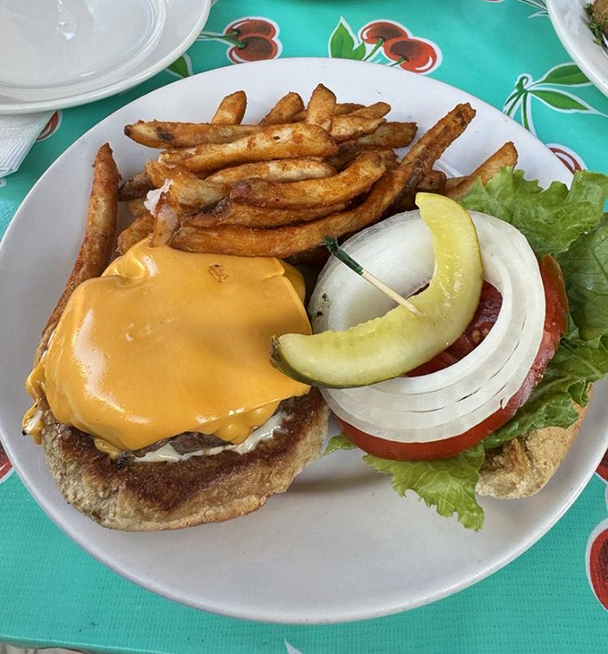A cheeseburger that doesn't need a fancy name or backstory—just honest ingredients and proper execution. The handcut fries are the supporting actors who steal the scene.