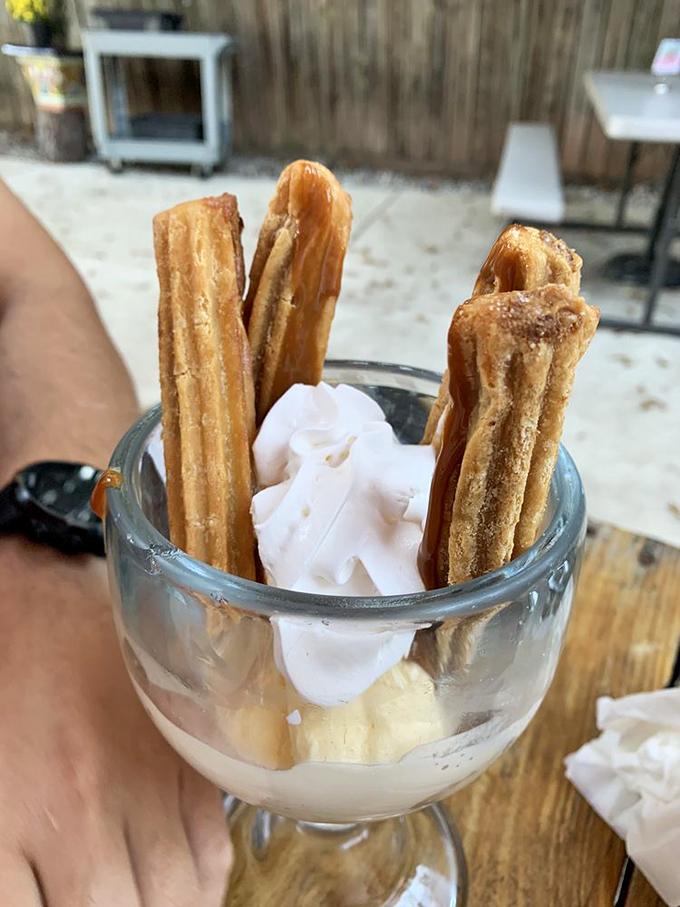Churros and ice cream: proof that the best relationships are built on contrasts&mdash;hot and cold, crispy and creamy, cinnamon and vanilla.