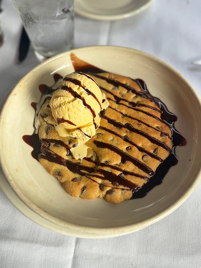 A warm cookie crowned with ice cream that proves the best relationships are built on contrasts&mdash;hot and cold, crisp and creamy, gone too soon.