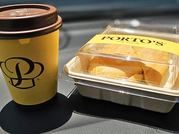 The to-go combo: where coffee meets pastry in the kind of perfect pairing that makes car dashboards the best dining tables in town.