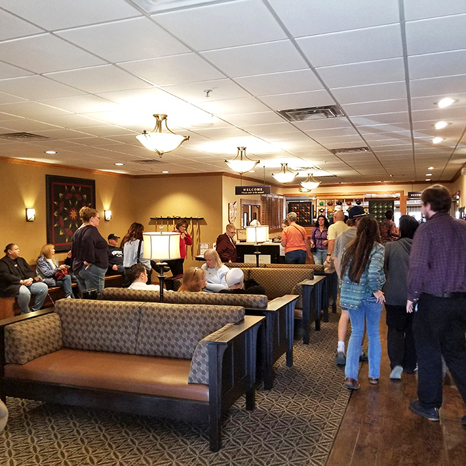 A glimpse of the bustling waiting area shows that great food is worth waiting for – and that patience is indeed a virtue when homemade Amish cooking is the reward.