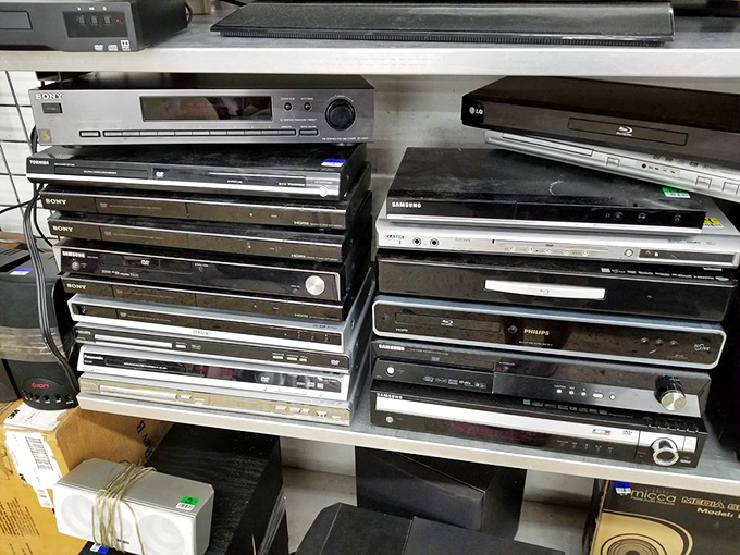 The electronic graveyard where DVD players go to find new homes. Yesterday's must-have technology, today's absolute bargain.