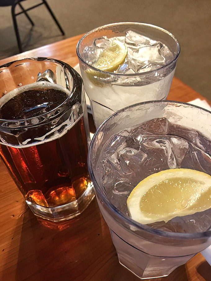 Cold drinks waiting to wash down Texas-sized portions&mdash;because tackling a meal at J W's requires proper hydration and possibly stretchy pants.