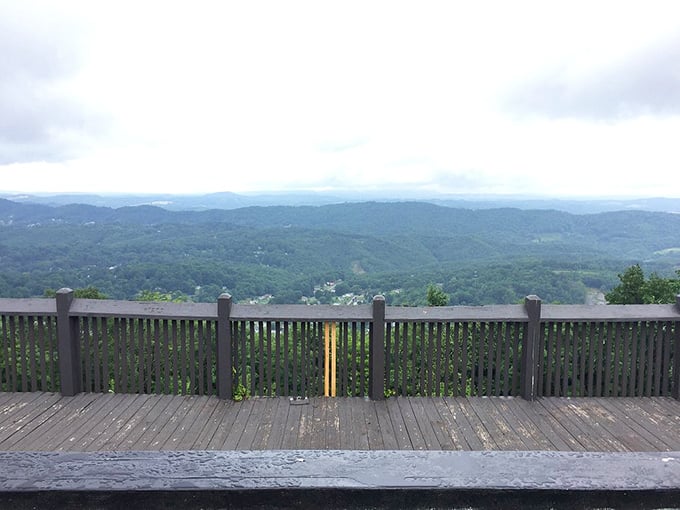 East River Mountain Overlook delivers million-dollar views that cost nothing but the short drive to reach this breathtaking vantage point.