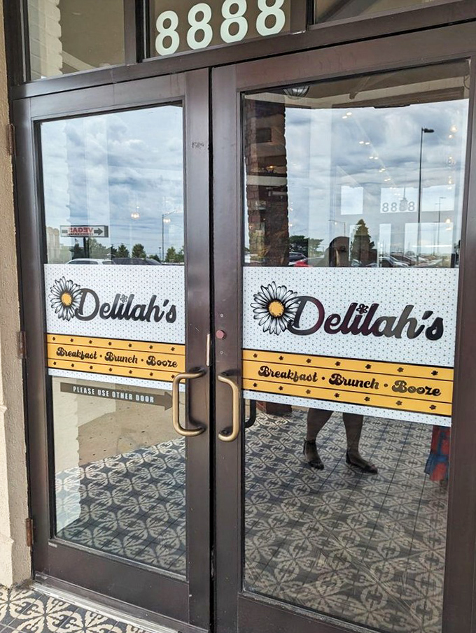 The entrance promises what awaits inside: "Breakfast &bull; Brunch &bull; Booze"&mdash;the holy trinity of weekend morning perfection.